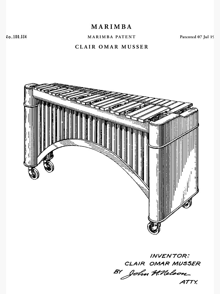 "Marimba Patent Zeichnung Blueprint" Spiralblock von Vintago | Redbubble