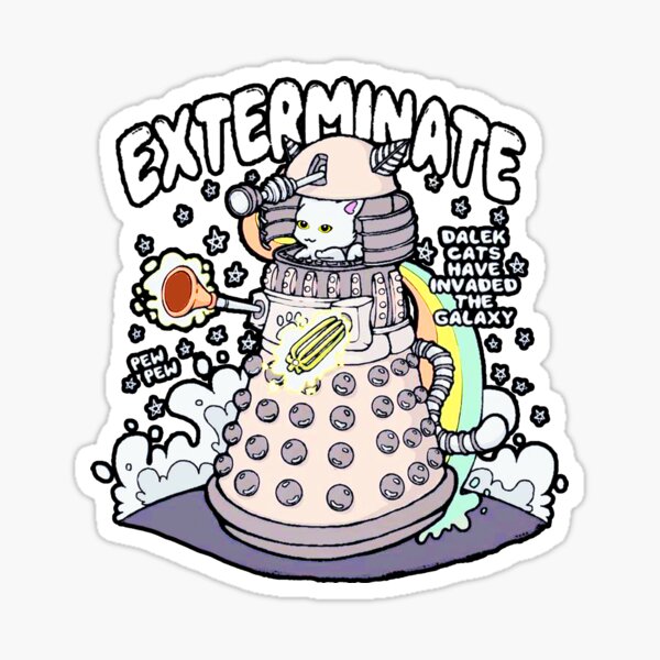 "Dalek Cat Exterminate" Sticker for Sale by sparkerzed | Redbubble