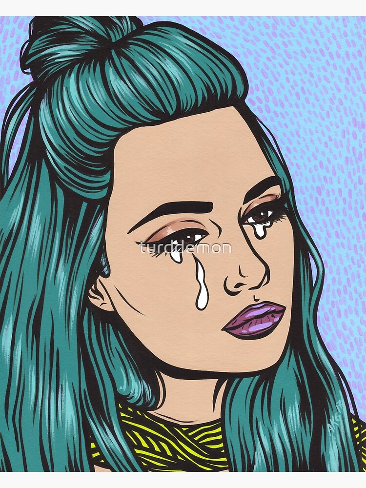 "Teal Tears - Crying Comic Pop Art Girl" Art Print by turddemon | Redbubble