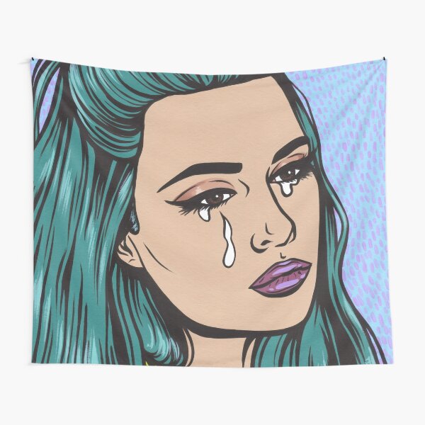 "Teal Tears - Crying Comic Pop Art Girl" Tapestry by turddemon | Redbubble