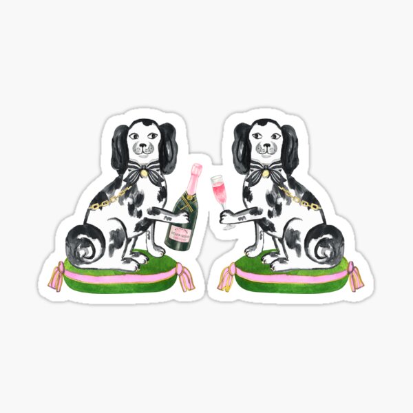 "Chinoiserie Cheers Staffordshire dogs" Sticker for Sale by Yunihadi ...