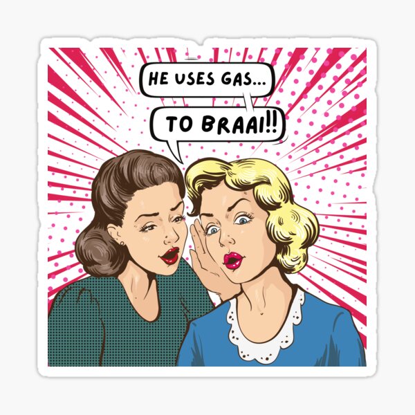 "Funny South African Vintage Retro Pop Art Style Braai" Sticker for ...