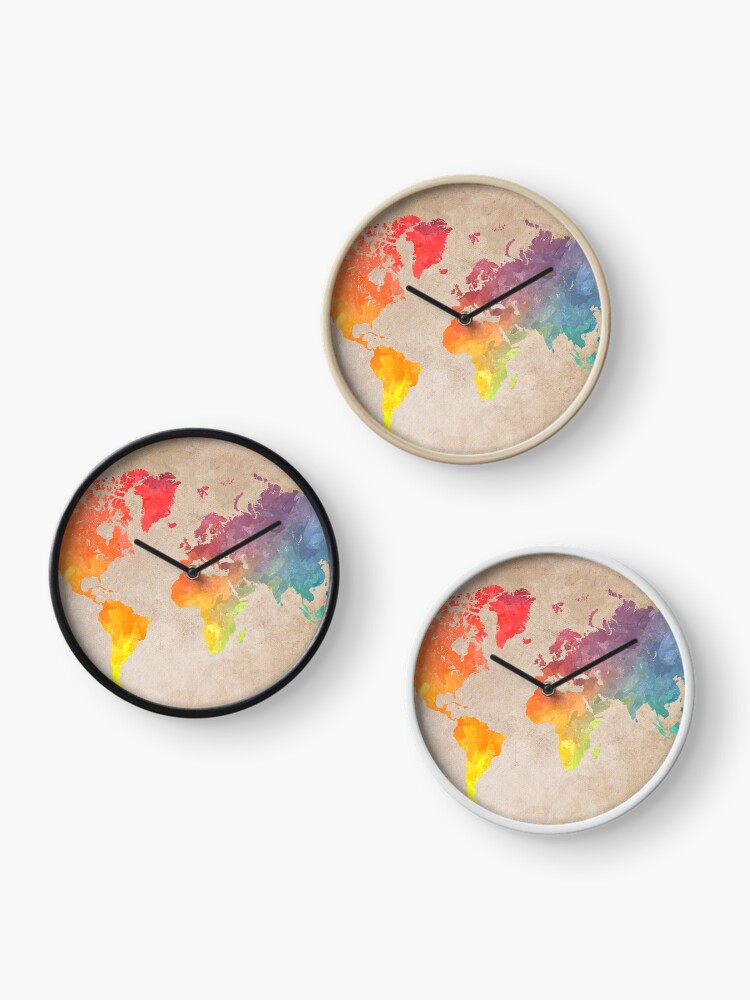 "World Map maps" Clock for Sale by JBJart | Redbubble