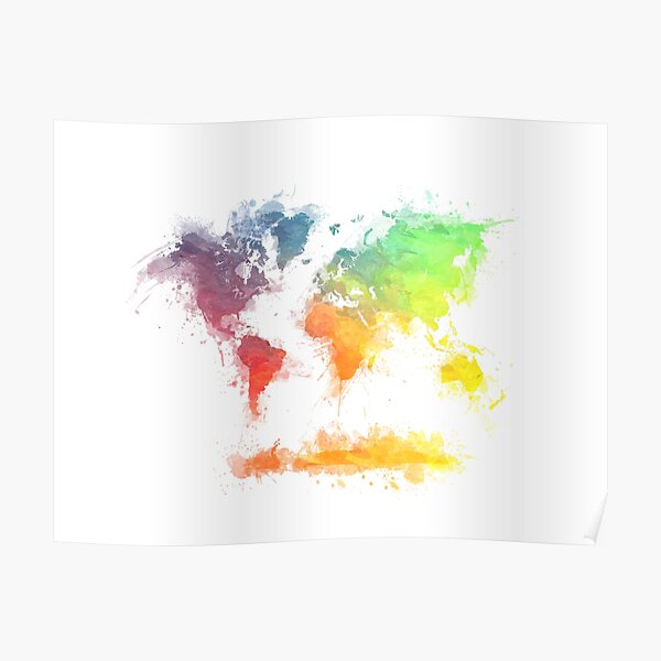 "World Map splash 4 #worldmap #map" Poster by JBJart | Redbubble