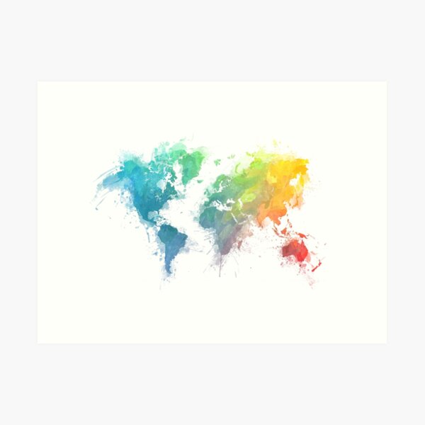 "World Map splash 1 #worldmap #map" Art Print for Sale by JBJart ...