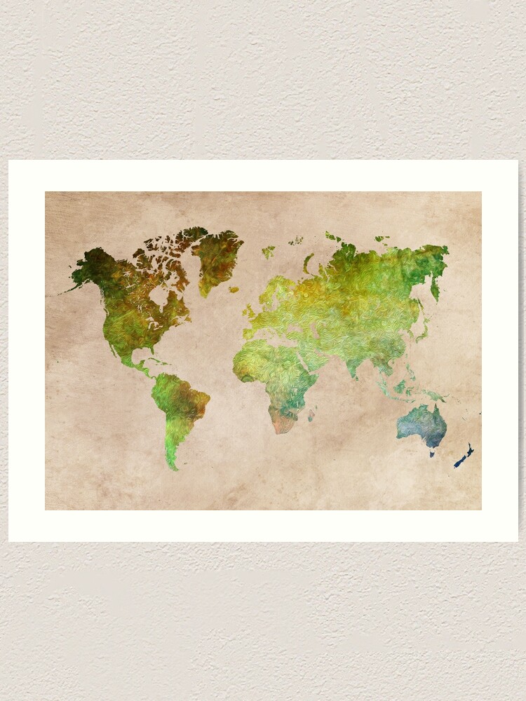 "Green World Map ecology #map #worldmap" Art Print for Sale by JBJart ...