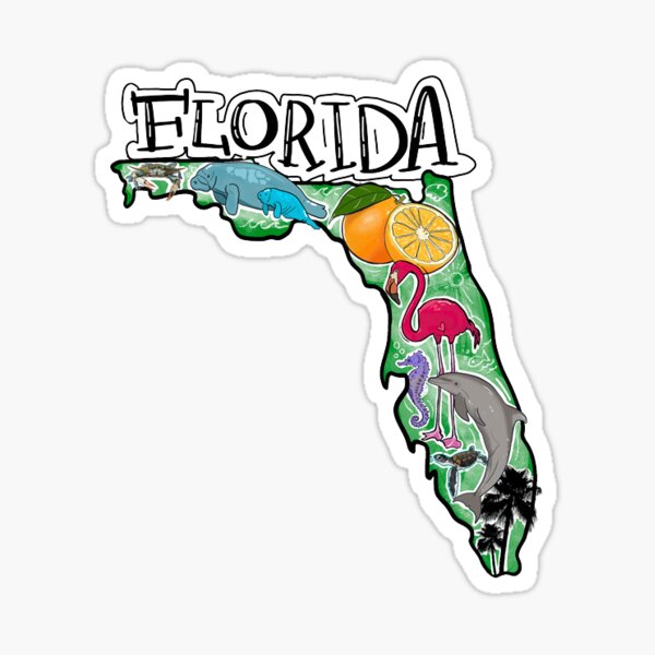 "Florida state outline sticker" Sticker for Sale by ambermakesart ...