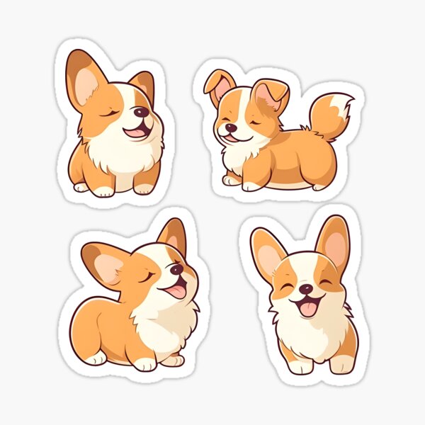 "Kawaii Corgi Pack" Sticker for Sale by Sticky Stash | Redbubble