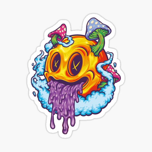 "Trippy psychedelic mushroom smile face" Sticker for Sale by ...