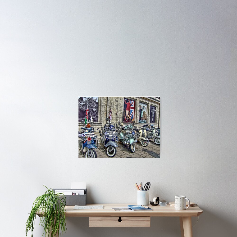 "Mod scooters and 60s fashion" Poster by Jasna | Redbubble