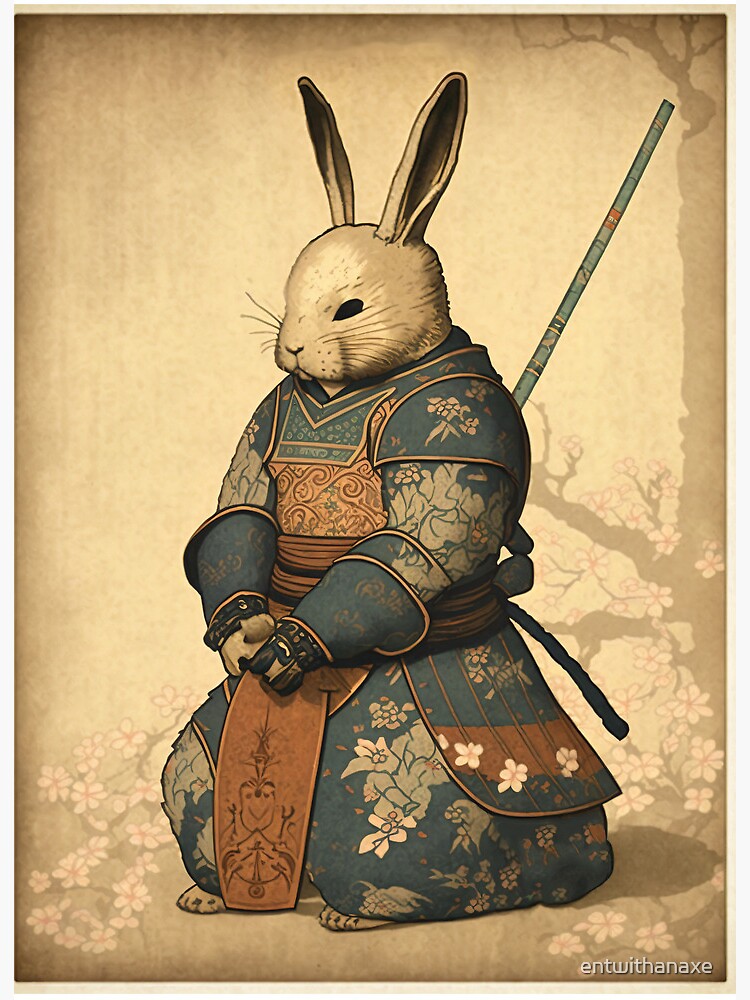 "Easter Bunny Samurai White Rabbit" Art Board Print for Sale by ...