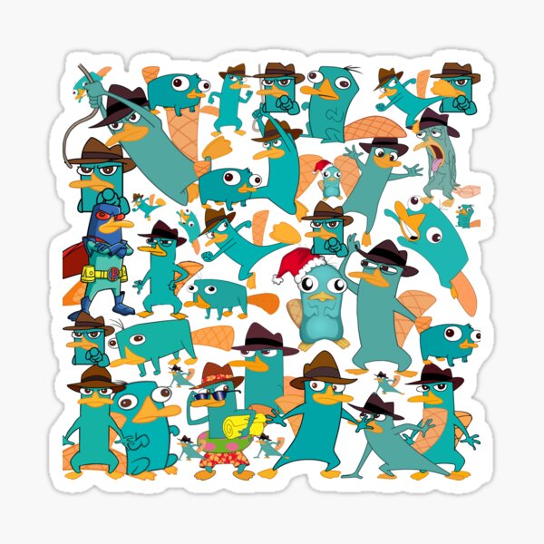 "Perry the Platypus Phineas and Ferb Collage Pattern Design - White ...