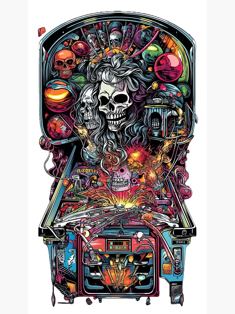 Pinball Machine - Retro 80s Pinball Arcade Premium Matte Vertical Poster