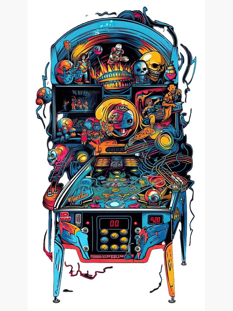 Pinball Machine - Retro 80s Pinball Arcade Premium Matte Vertical Poster
