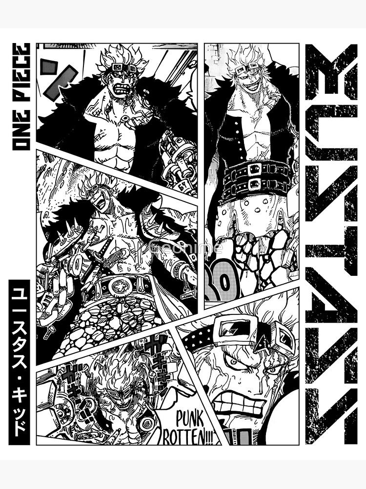 "Eustass Kid - One Piece Manga Panel black version" Poster for Sale by ...