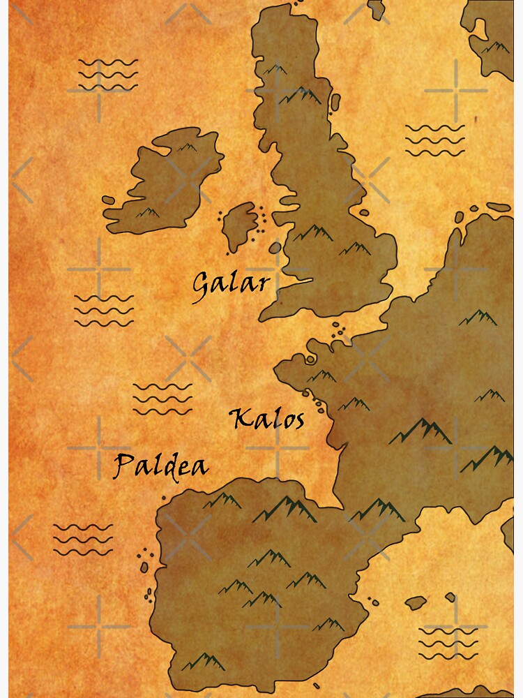 "Map 'Europe' Galar, Kalos, Paldea" Sticker by davabreg | Redbubble