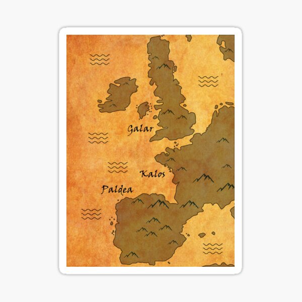 "Map 'Europe' Galar, Kalos, Paldea" Sticker by davabreg | Redbubble