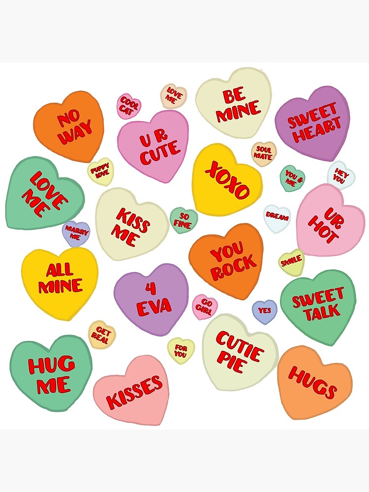 "Candy Conversation Hearts" Poster for Sale by kawaii-life | Redbubble