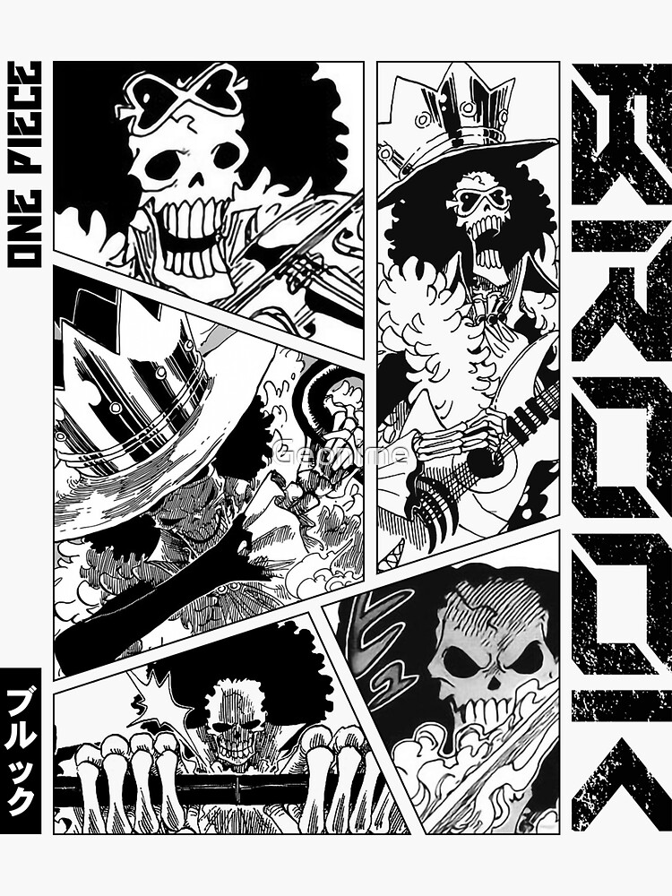 "Brook - One Piece Manga Panel black version" Sticker for Sale by ...