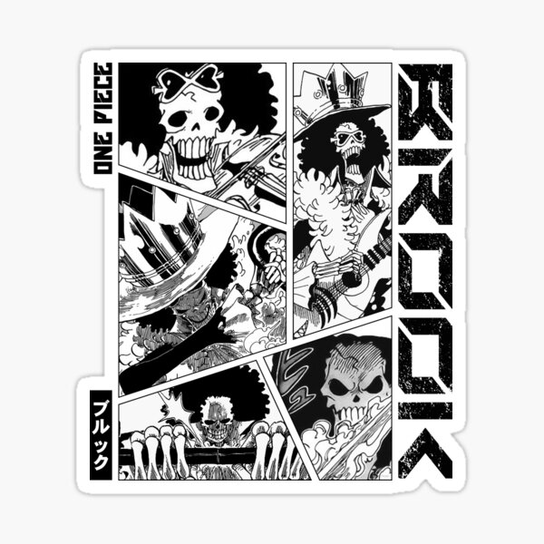 "Brook - One Piece Manga Panel black version" Sticker for Sale by ...