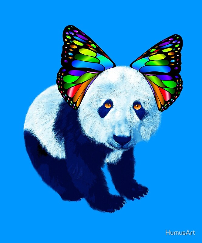 "Psychedelic Cute Blue Panda With Butterfly Ears Cool Design" by ...