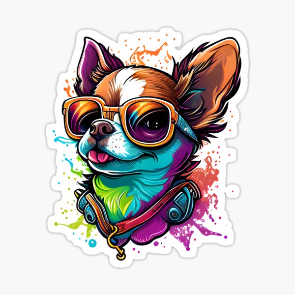 "Colorful Kawaii Gangsta Chihuahua" Sticker for Sale by Leonardo ...