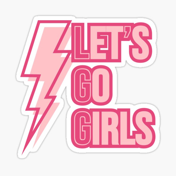 "Let's Go Girls Neon Pink Lightning Bolt" Sticker for Sale by Josie ...