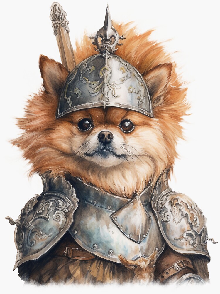 "Epic Pomeranian Wearing Armor, Medieval Dog Knight" Sticker for Sale ...