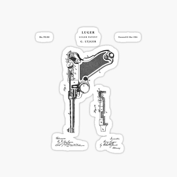 "Luger Patent Drawing Blueprint" Sticker for Sale by Vintago | Redbubble