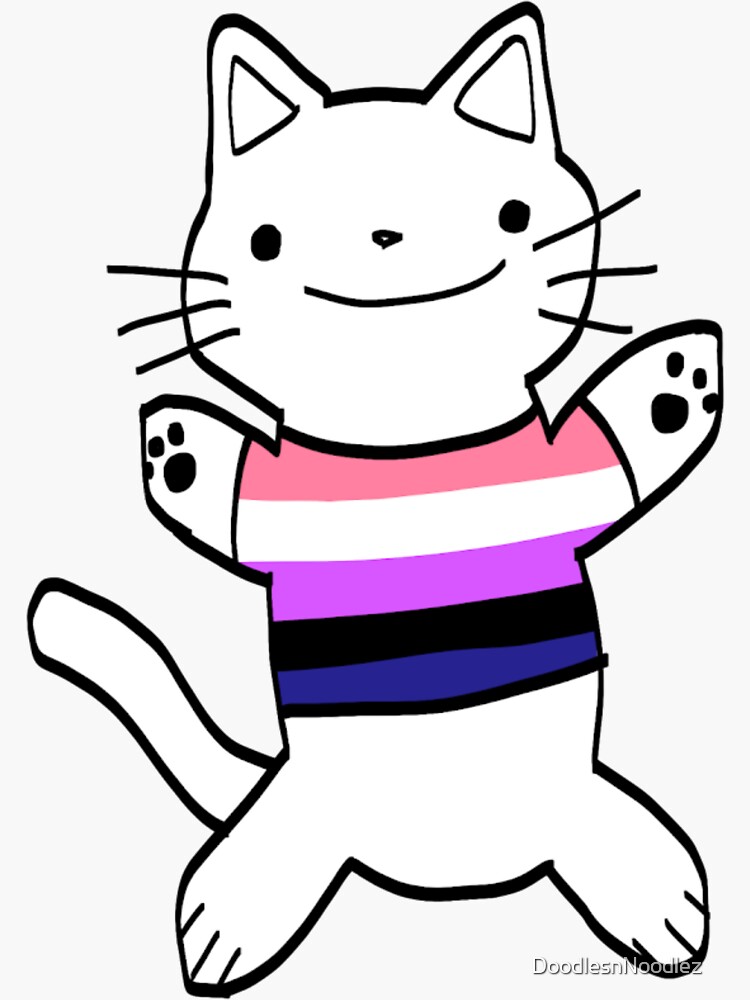 Genderfluid Pride Cat Sticker For Sale By Doodlesnnoodlez Redbubble