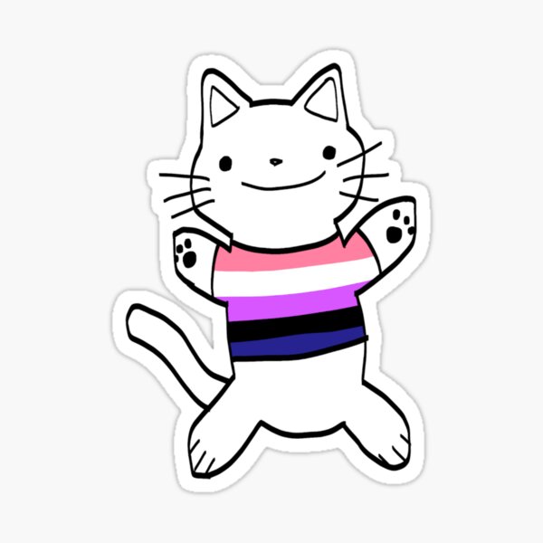 Genderfluid Pride Cat Sticker For Sale By Doodlesnnoodlez Redbubble