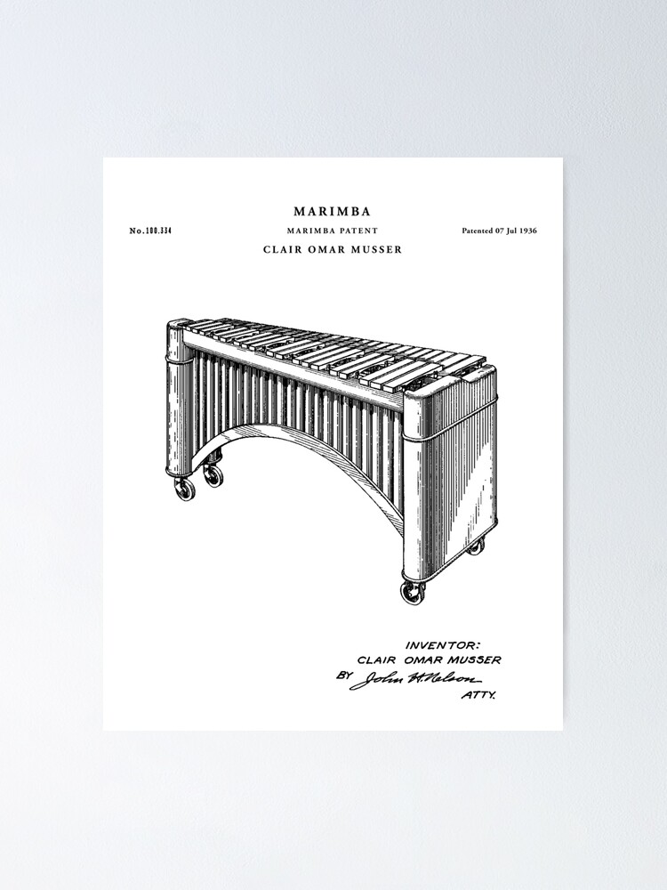 "Marimba Patent Drawing Blueprint" Poster by Vintago | Redbubble