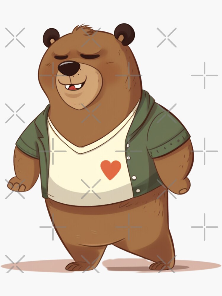 "Gangsta Bear - Simple Brown Bear Illustration" Sticker for Sale by ...