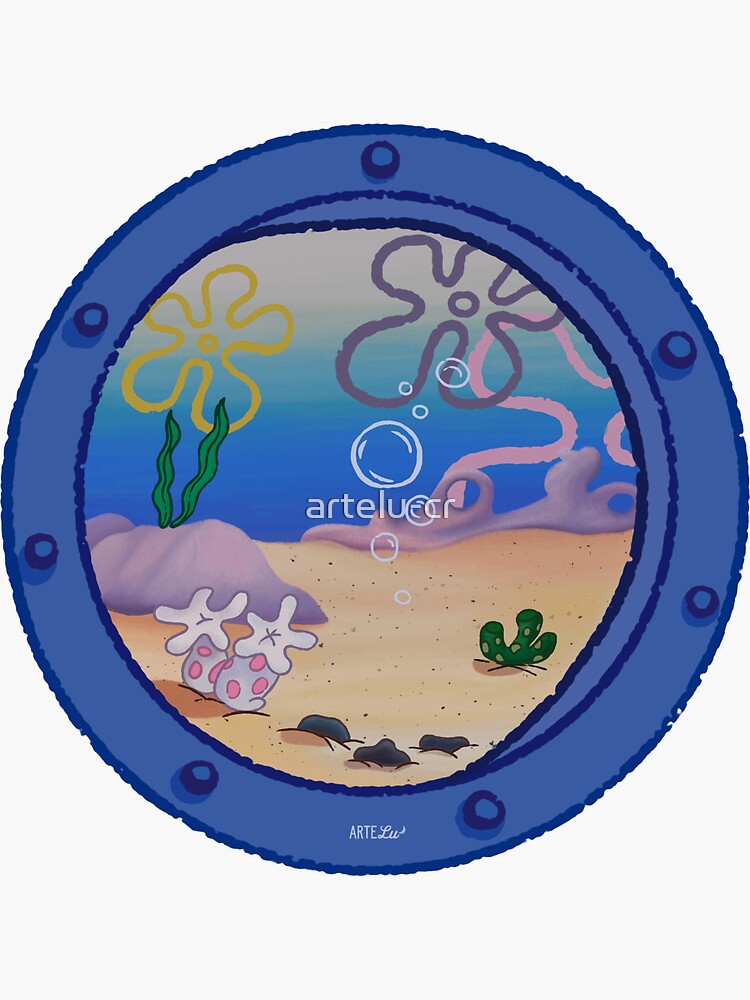 "SpongeBob Window" Sticker for Sale by artelu-cr | Redbubble