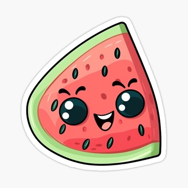 "Cute Watermelon With A Sweet Cartoon Smile" Sticker for Sale by Art ...