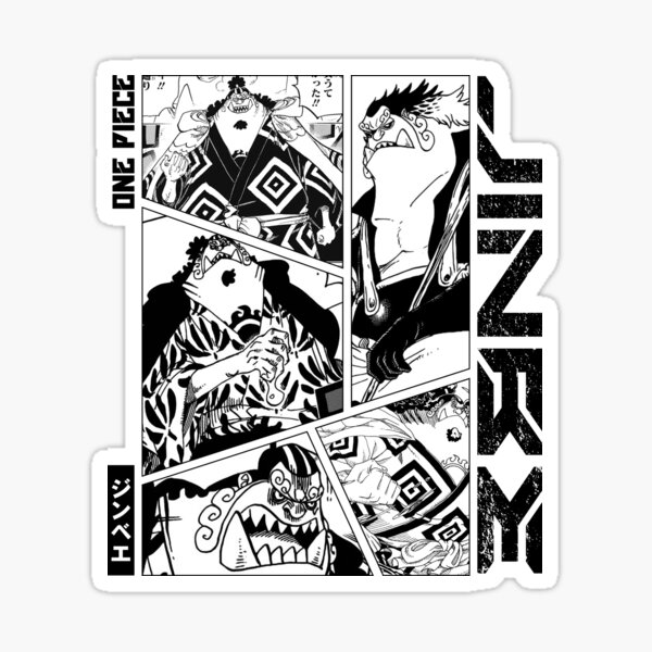 "Jinbe - One Piece Manga Panel black version" Sticker for Sale by ...