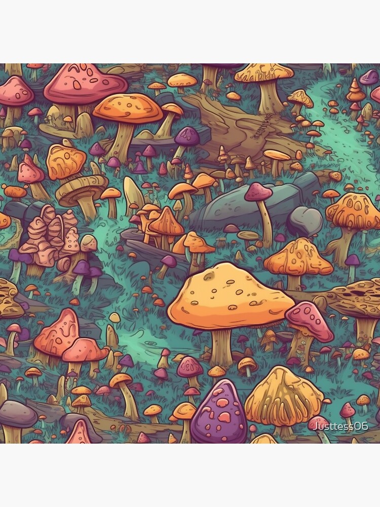 "Mushroom doodles fantasy art " Sticker for Sale by Justtess06 | Redbubble