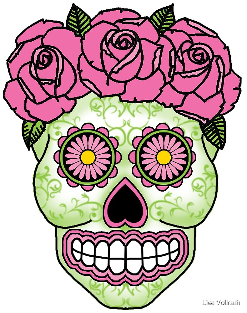 "Pink Rose Sugar Skull" by Lisa Vollrath | Redbubble