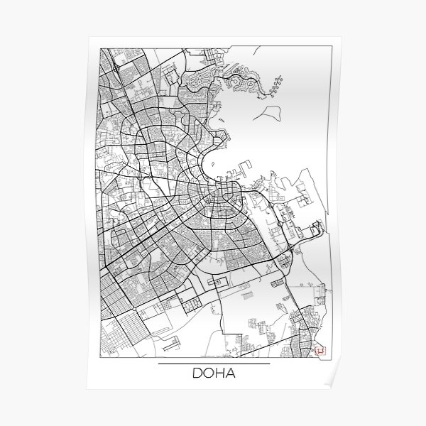 "Doha Map Minimal" Poster by HubertRoguski | Redbubble