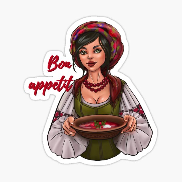 "bon appetit, Ukrainian borscht" Sticker for Sale by IrynaPas | Redbubble