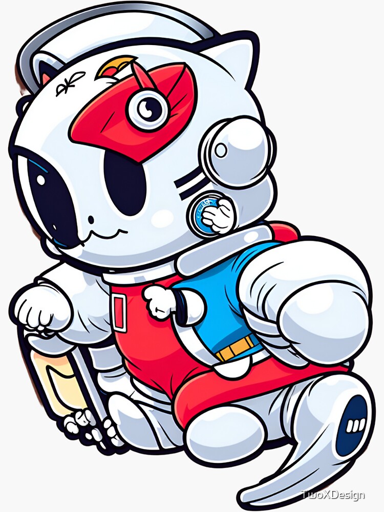 Robo Kitty Sticker For Sale By Twoxdesign Redbubble