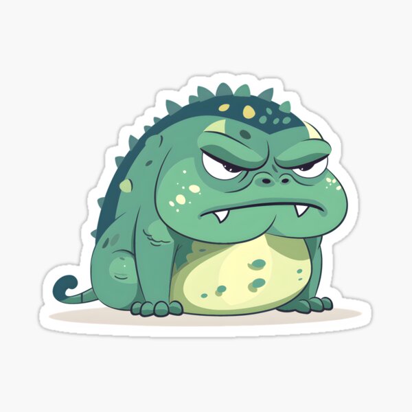 "Grumpy reptile lizard sticker" Sticker for Sale by MidgardWonders ...