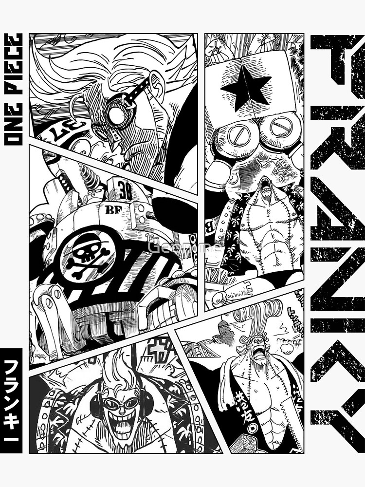 "Franky - One Piece Manga Panel black version" Sticker for Sale by ...