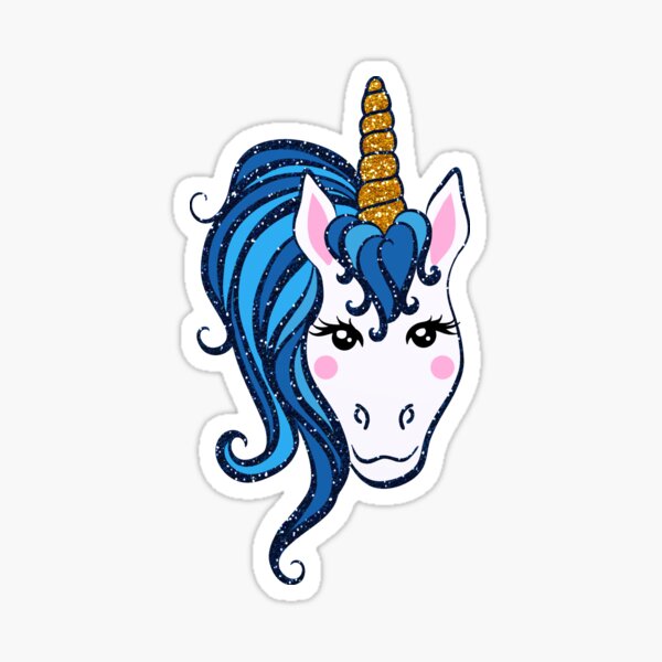 "Blue Faux Glitter Unicorn" Sticker for Sale by CheriesArt | Redbubble
