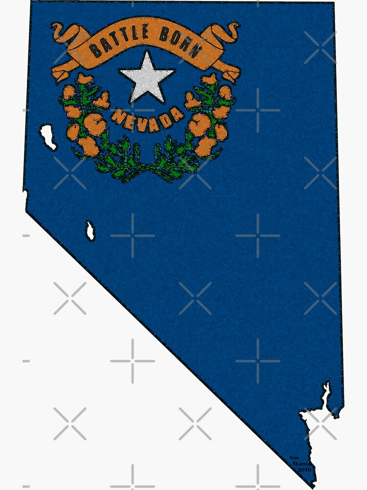 "Nevada Map With Nevada State Flag" Sticker for Sale by Havocgirl ...