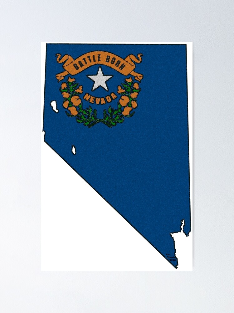 "Nevada Map With Nevada State Flag" Poster by Havocgirl | Redbubble