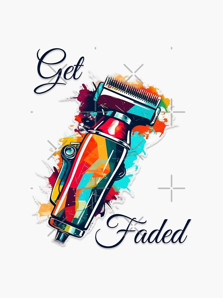 "barber get faded clipper graphic tshirt" Sticker for Sale by PixaBella ...