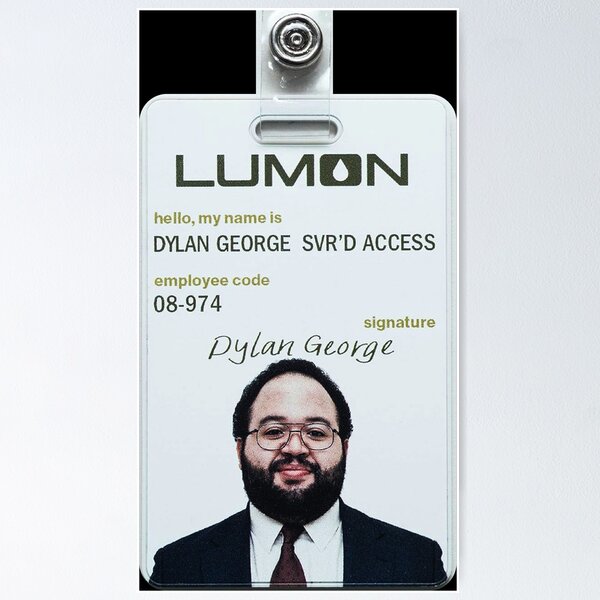 "Severance series lumon industries DYLAN GEORGE Badge fan works graphic ...