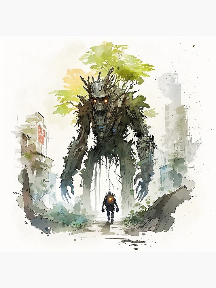 Nature's Revenge - Robot Treant At The Edge Of The World Premium Matte ...