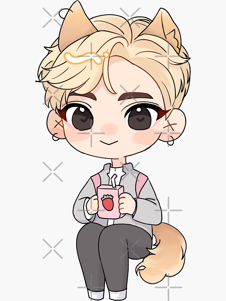 "Boysplanet Ricky Strawberry Milk Cat Chibi " Sticker for Sale by ...